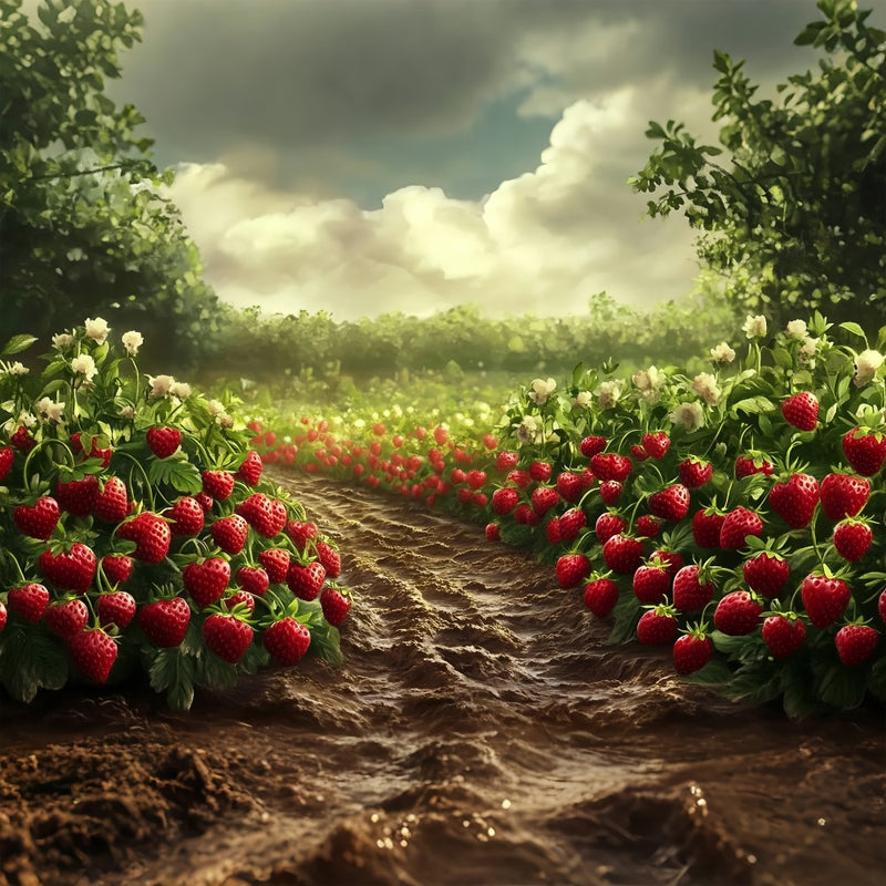 Spring Backdrops Ideas Sunlit Strawberry Field Photography Backdrop LX