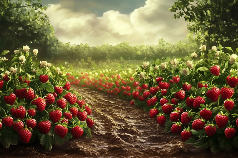 Spring Backdrops Ideas Sunlit Strawberry Field Photography Backdrop LX