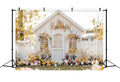 Spring Backdrops Ideas White Cottage Floral Yard Backdrop LXX1-90