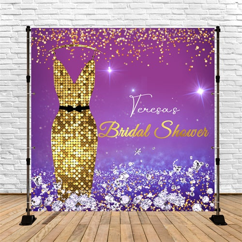 Bridal Shower Photo Backdrop Glam Gold Dress Custom Backdrop LXX5-180
