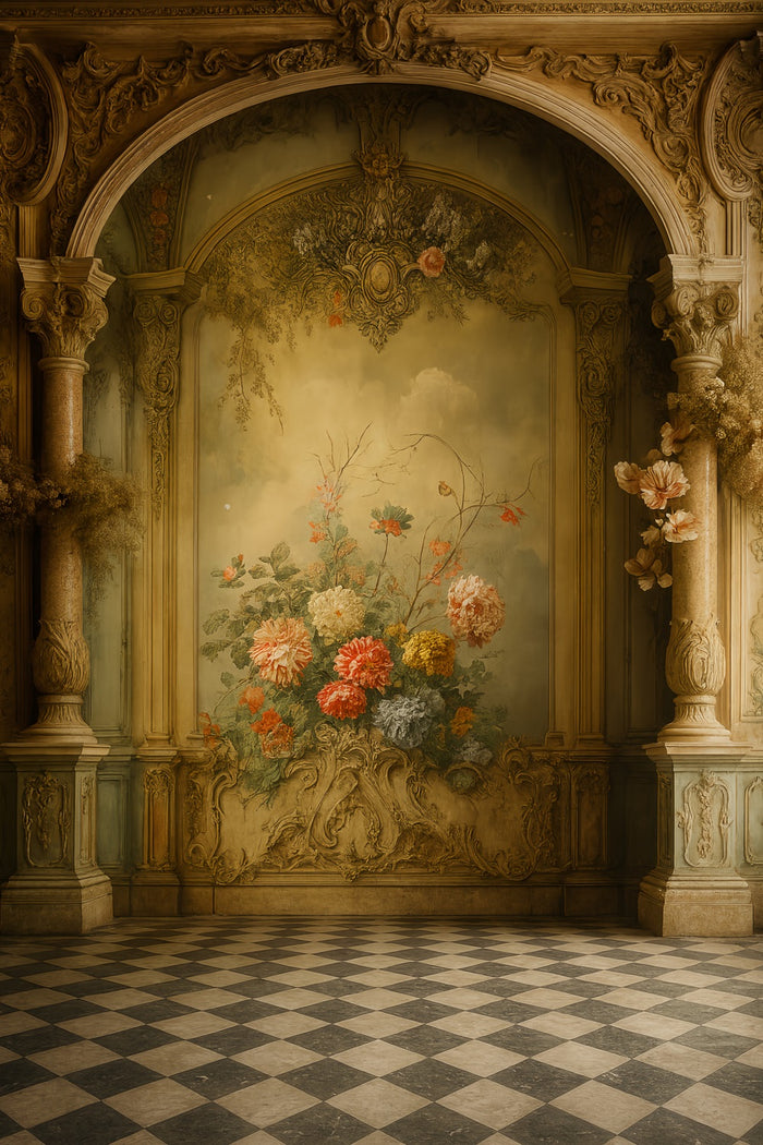 Vintage Wall Backdrop Baroque Arch Bloom Hall Victorian Backdrop LXX51
