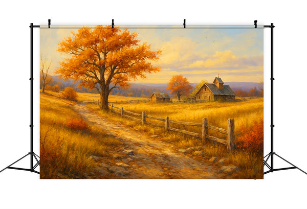 Farm Backdrop Golden Path Farm View Happy Thanksgiving Backdrop LXX510
