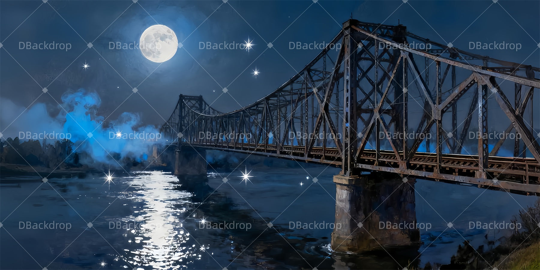 Theater Stage Backdrop Train Bridge Musical Backdrop LXX510-T11