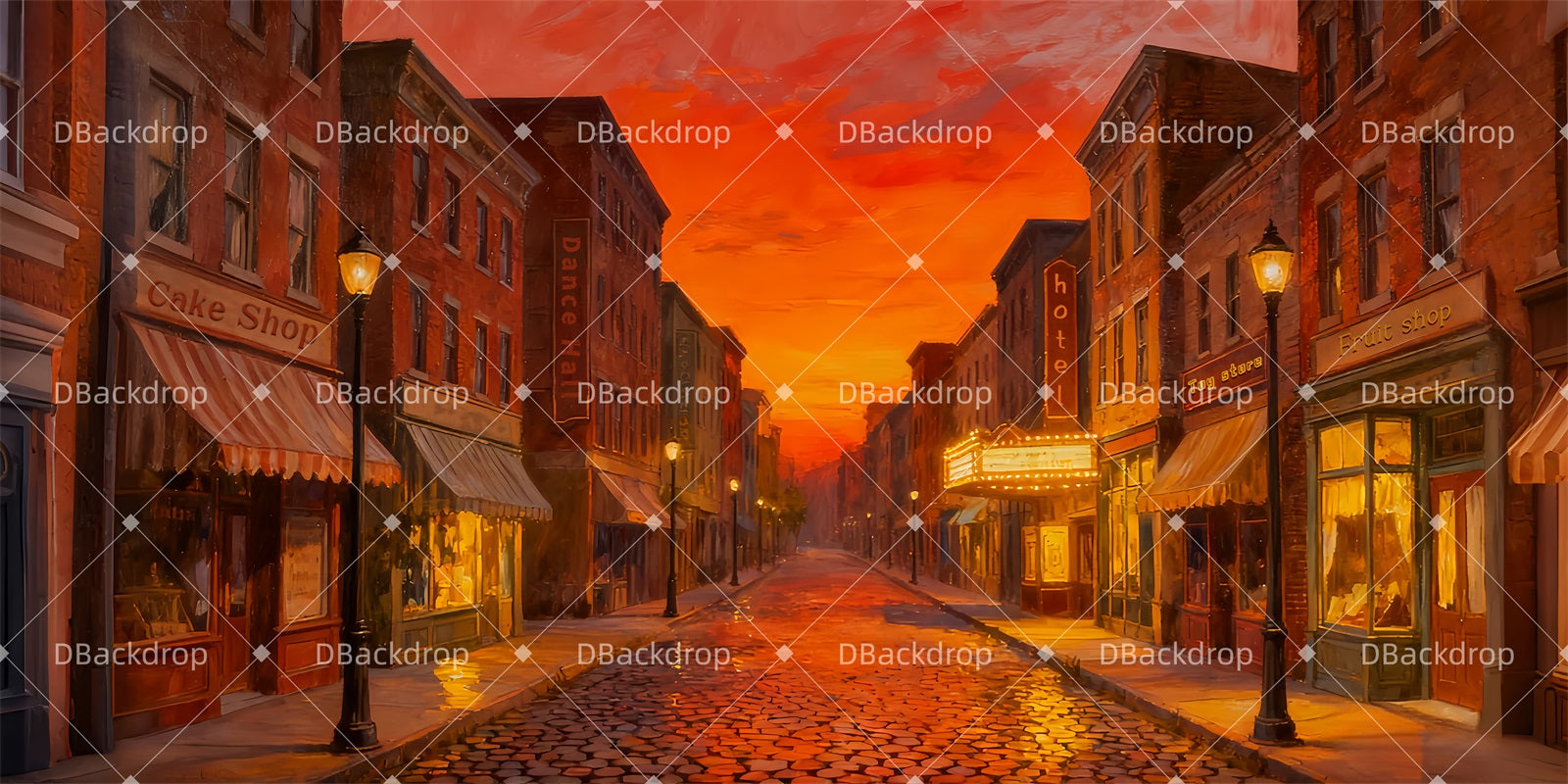 Theater Backdrop Warm Light Town Professional Stage Backdrops LXX511-T