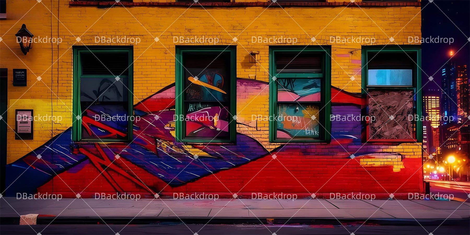 Large Stage Backdrops Vibrant Street Graffiti Theater Backdrop LXX511-