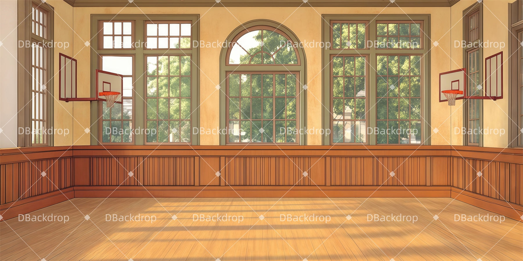 School Play Backdrops Wooden Court Interior Performance Backdrops LXX5