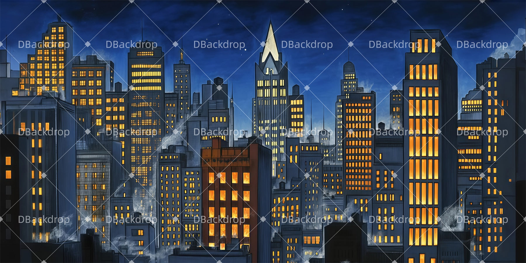 Movie Theater Backdrop Illuminated Cityscape Backdrop For Theater LXX5