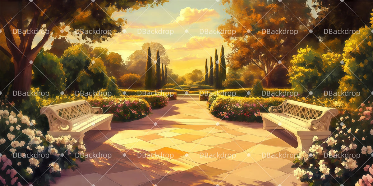 Large Stage Backdrops Sunlit Garden Path Stage Backdrop Ideas LXX511-T