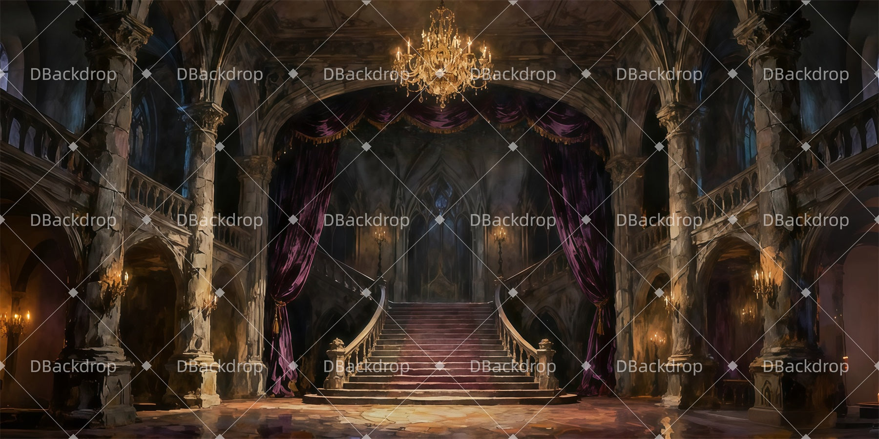 Performance Backdrops Beast's Castle Interior Theater Stage Backdrop L