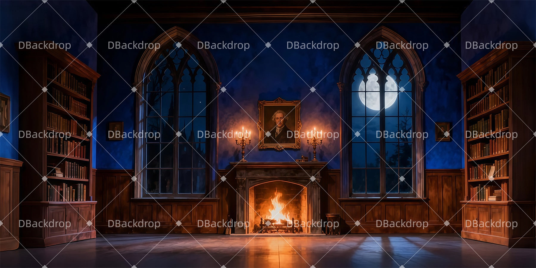 Professional Stage Backdrops Moonlight Library Theater Backdrops LXX51