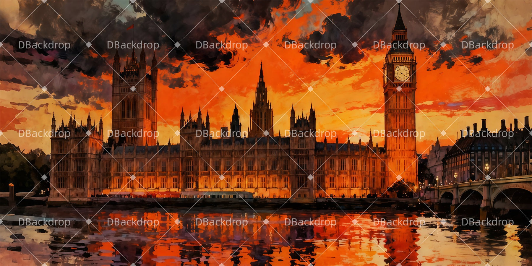 Theater Backdrop London Sunset Palace Stage Scenery Backdrops LXX511-T