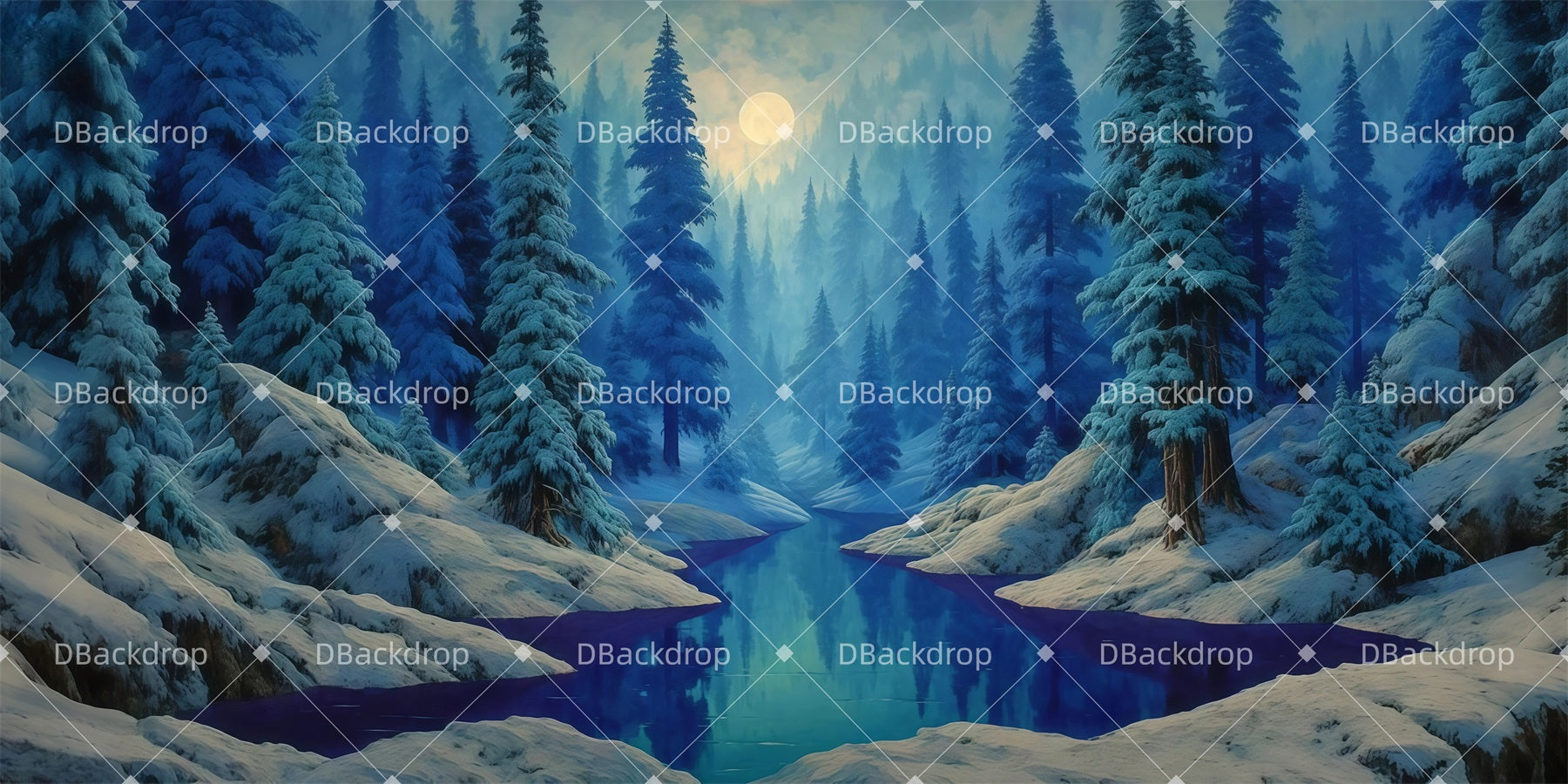 Forest Stage Backdrop Frozen Pine Valley School Play Backdrops LXX511-
