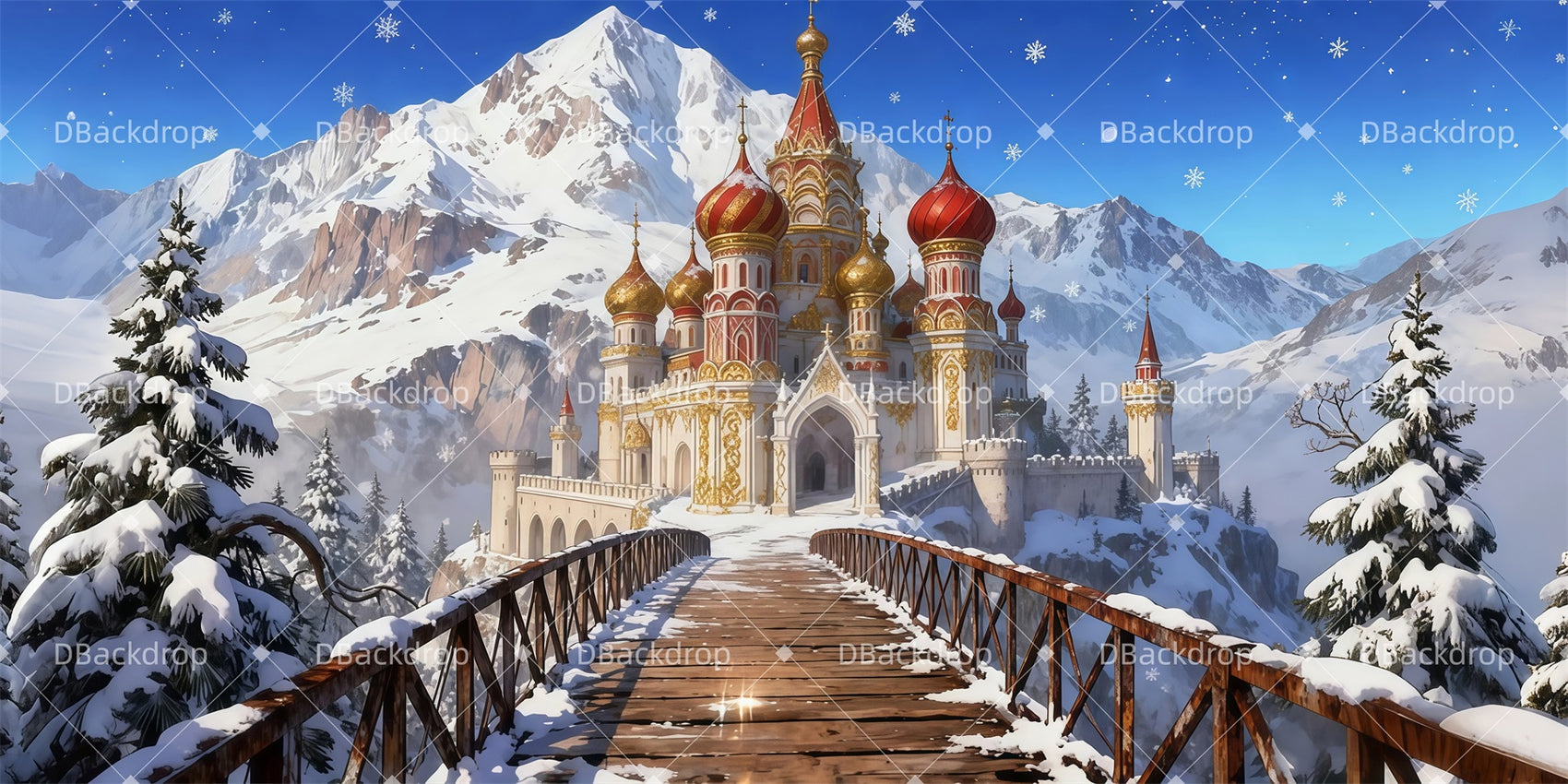 Large Stage Backdrops Golden Snow Castle Theater Backdrops For Sale LX