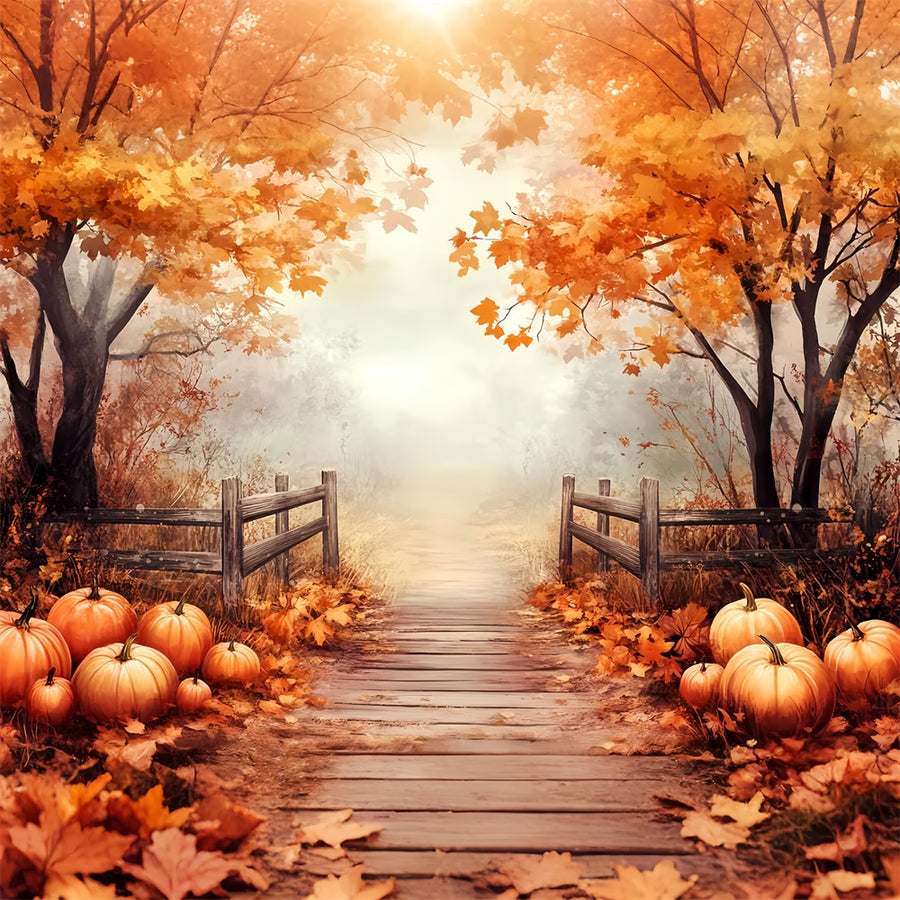 Thanksgiving Backdrops Misty Maple Forest Trail Backdrop LXX57-336