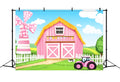 Pink Barn Backdrop Cartoon Farm Theme Backdrop LXX57-401