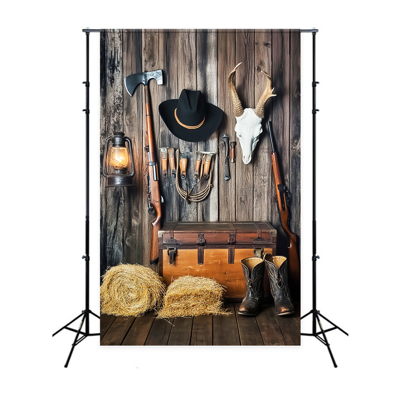 Barn Backdrops Rustic Wall Cowboy Gear Backdrop LXX57-421