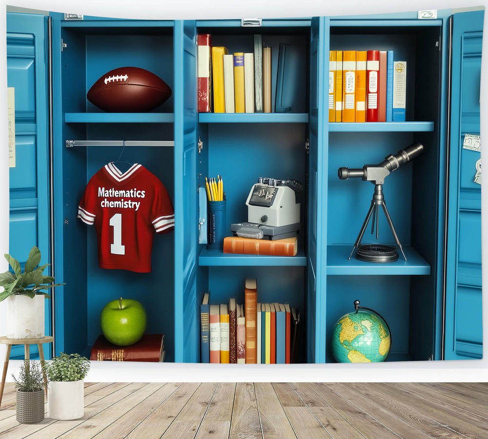 School Locker Backdrop Blue Locker Filled School Supplies Back To Scho