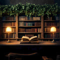 Back To School Backdrops Vintage Library Reading Corner Bookshelf Back