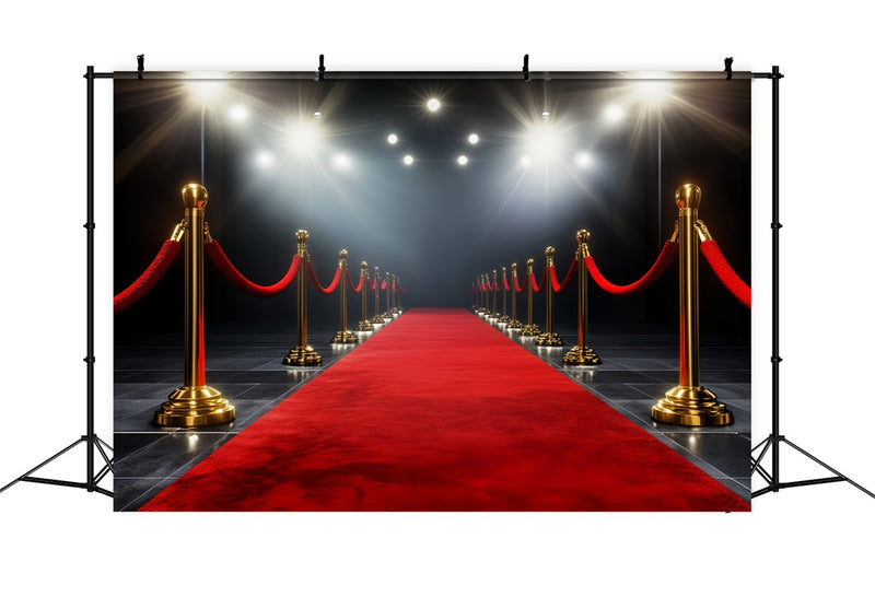 Hollywood Backdrop Golden Aisle Spotlight Glamour Red Carpet Photo Bac