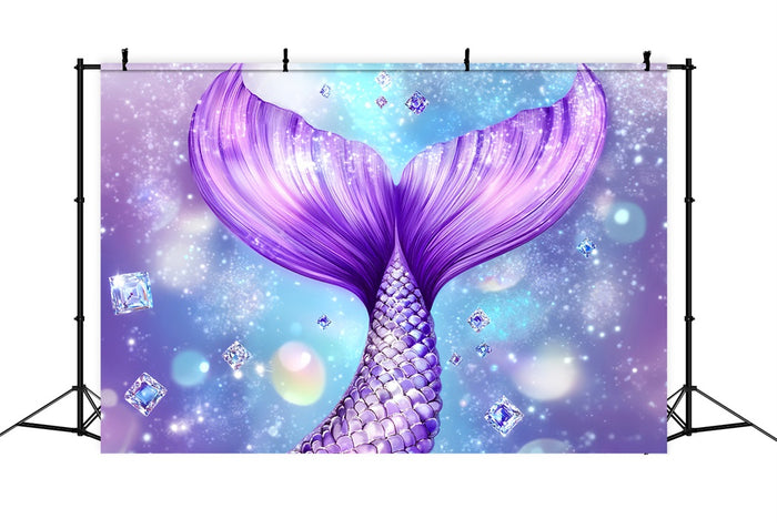 Newborn Backdrop Purple Mermaid Sparkling Tail Kids Backdrops LXX58-35