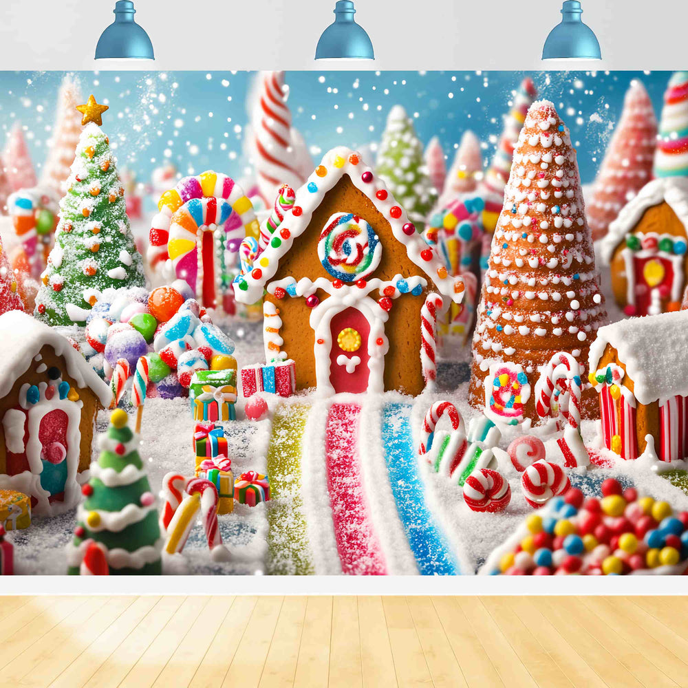 Candyland Christmas Backdrop Candyland Gingerbread Village Scene Chris