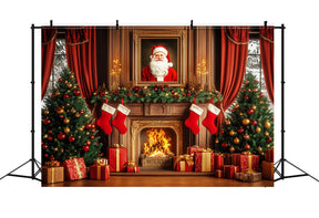 Santa Backdrop Santa Portrait Garland Mantel Christmas Backdrops Sale