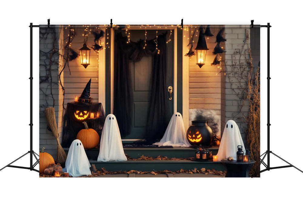 Ghost Backdrop Ghost Lantern Porch Gathering Halloween Photography Bac