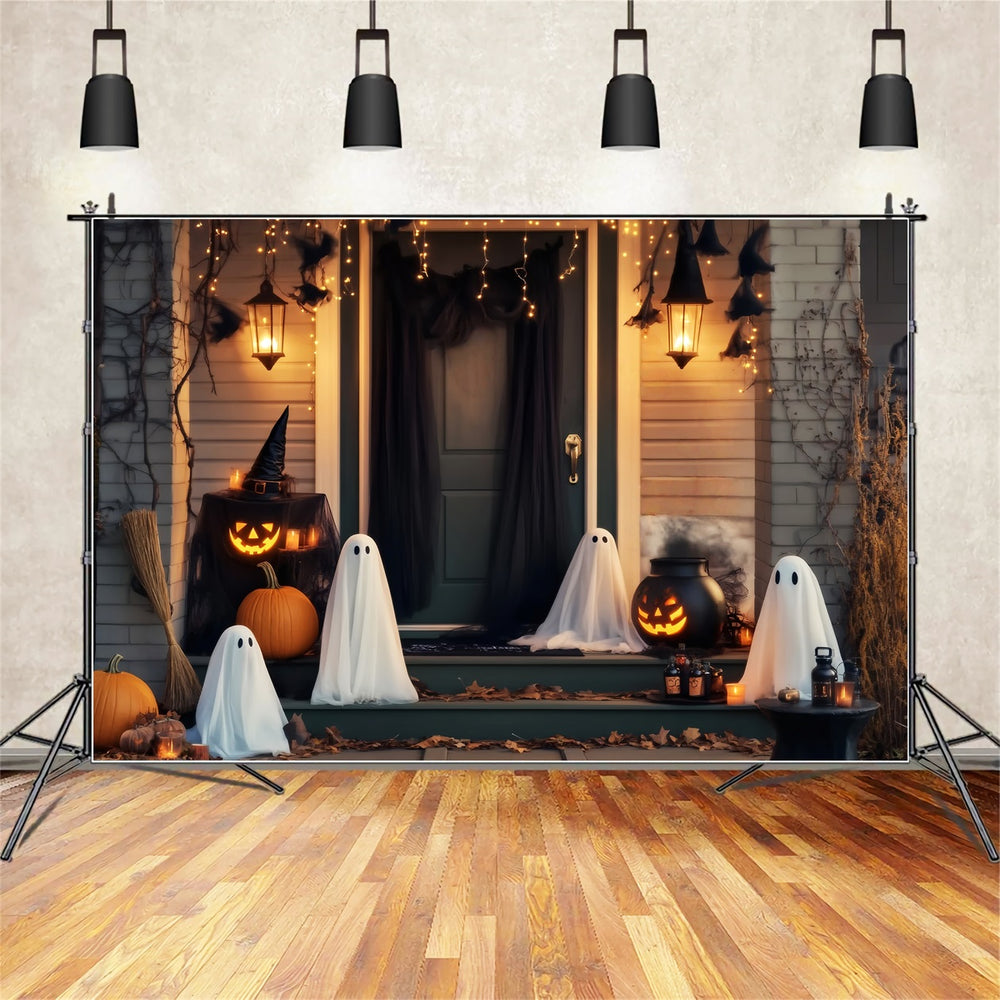 Ghost Backdrop Ghost Lantern Porch Gathering Halloween Photography Bac