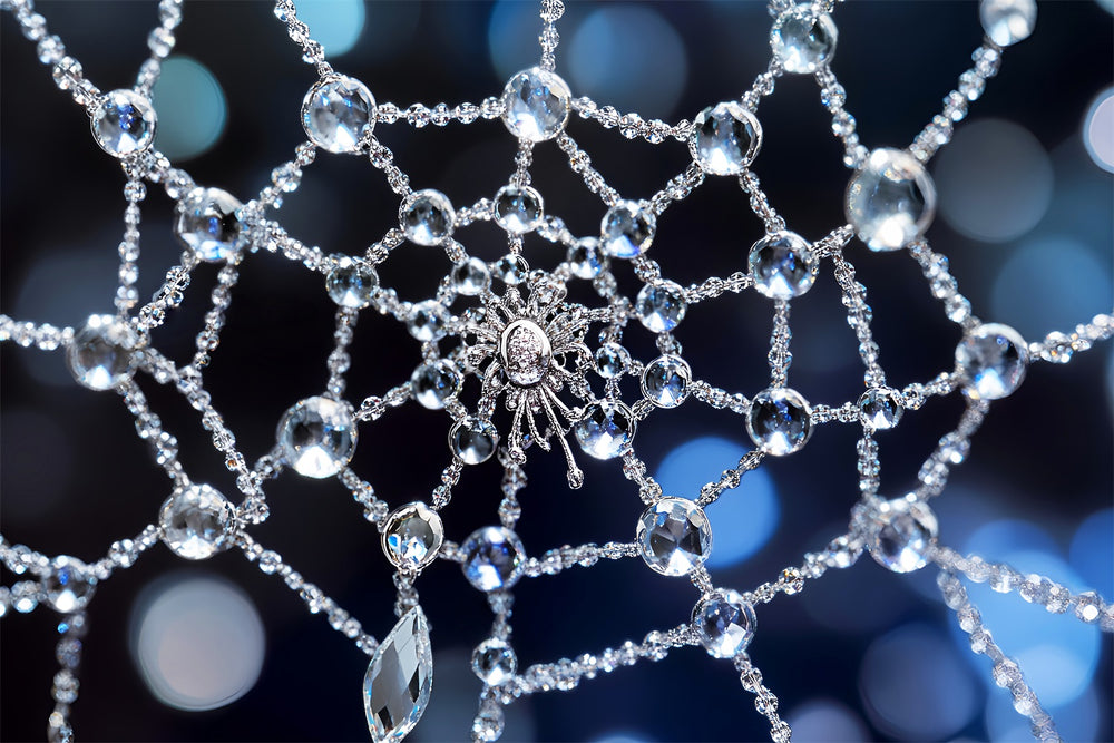 Halloween Spider Backdrop Crystal Spiderweb Sparkle Halloween Backdrop