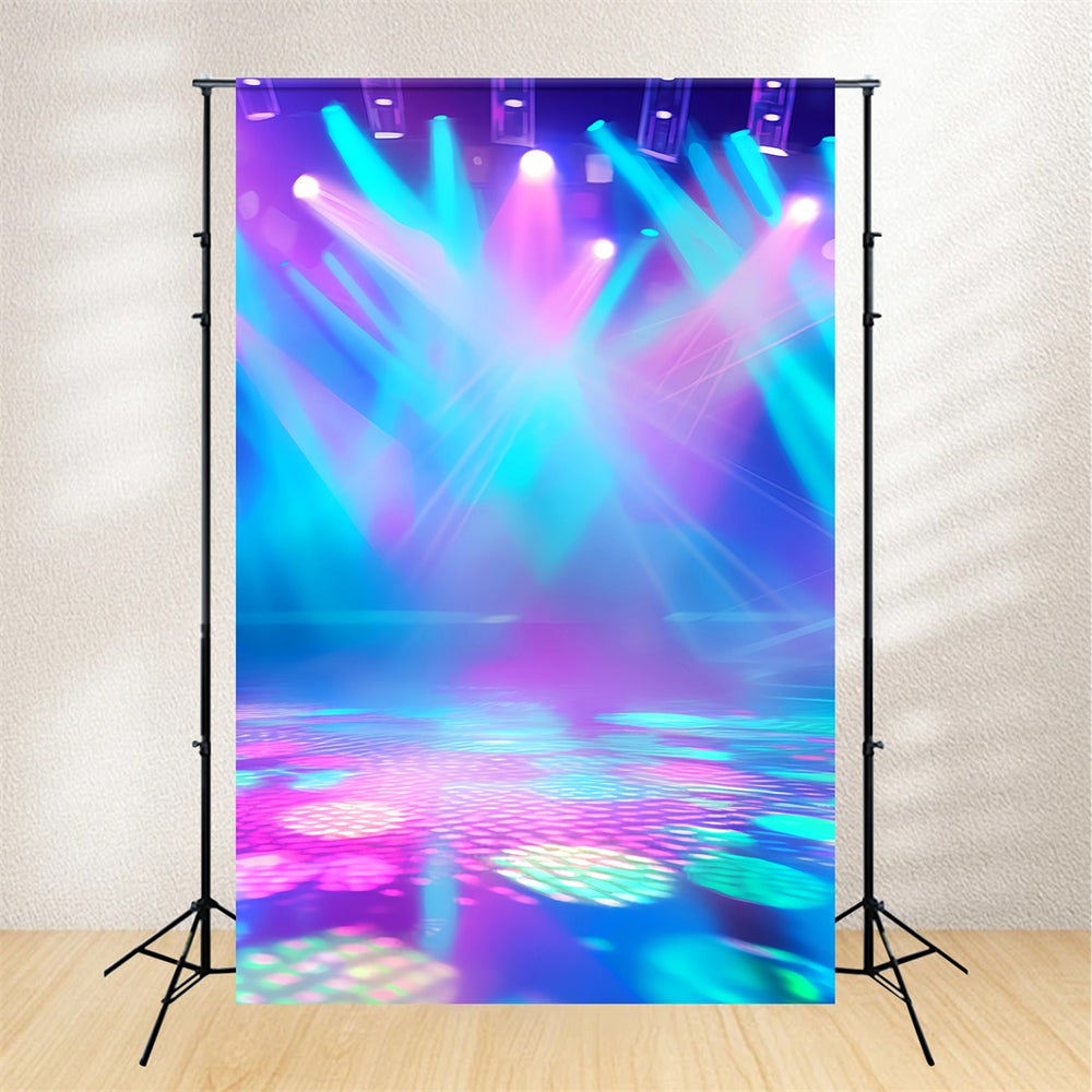Abstract Dance Studio Backdrop Vibrant Neon Stage Illumination Dance B