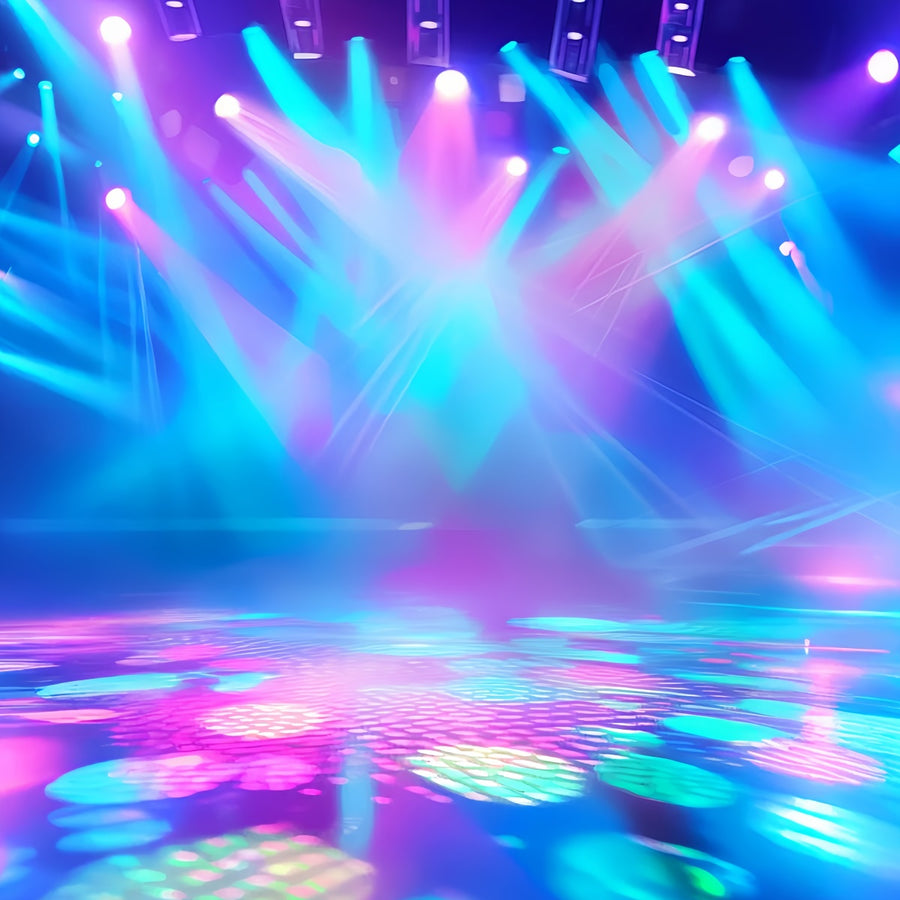Abstract Dance Studio Backdrop Vibrant Neon Stage Illumination Dance B