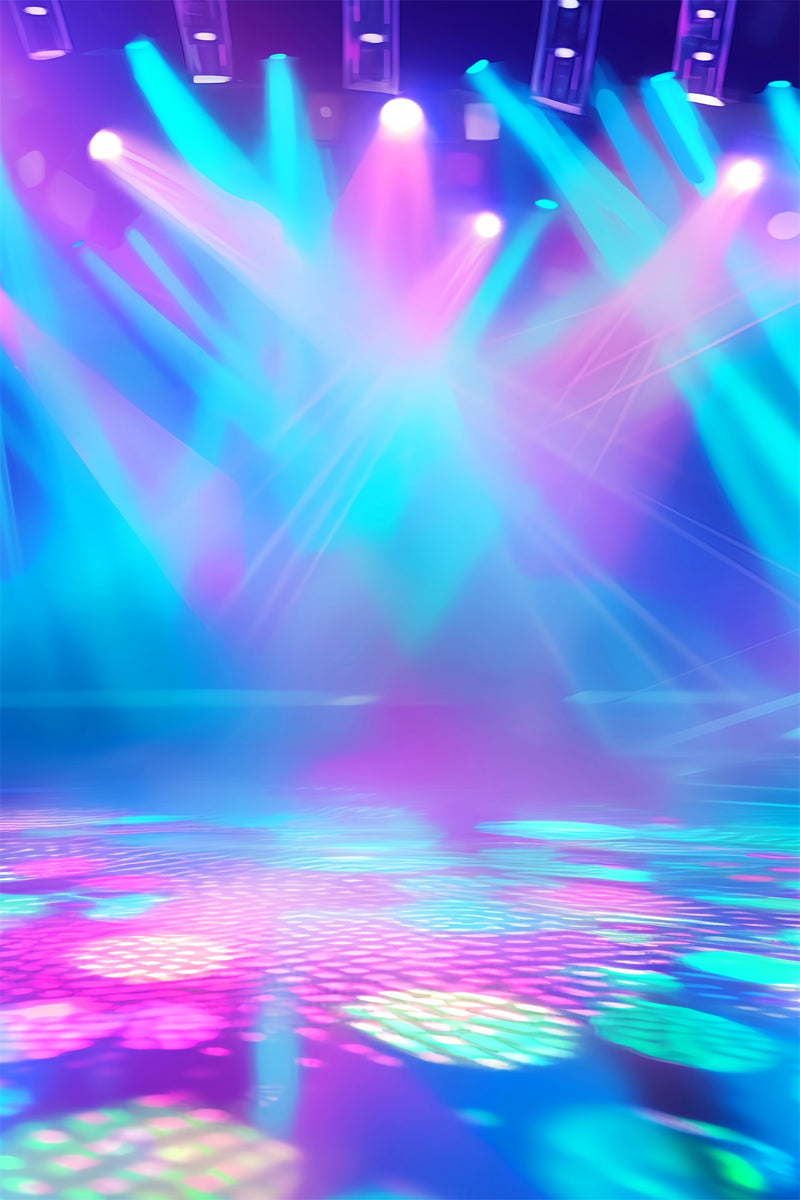 Abstract Dance Studio Backdrop Vibrant Neon Stage Illumination Dance B