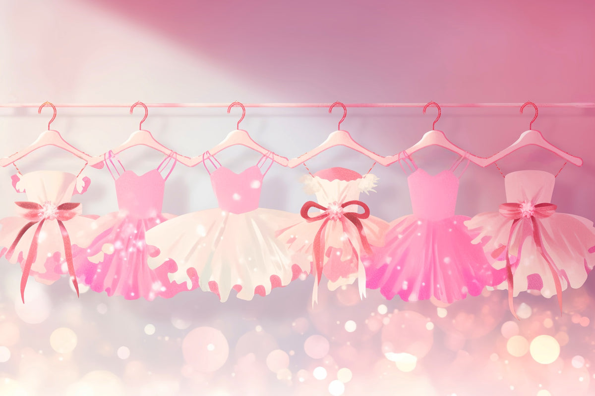 Dance Studio Backdrop Pastel Pink Ballet Dresses Row Dance Backdrop LX