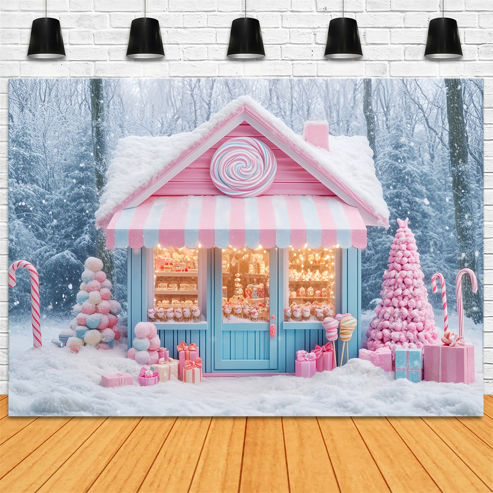 Candyland Backdrop Candy Shop Winter Wonderland Christmas Backdrop LXX