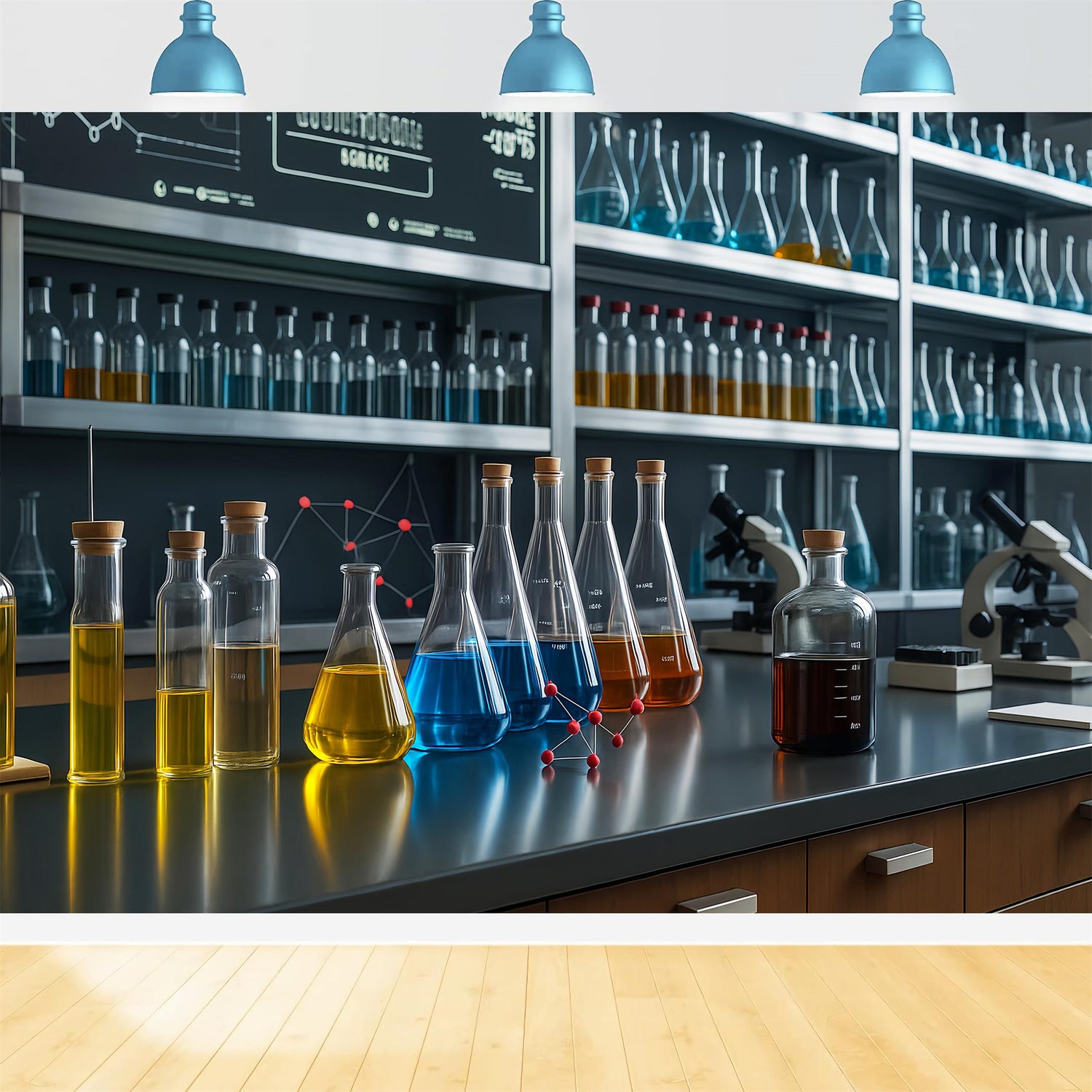 Chemistry Backdrop Modern Laboratory Glassware Setup School Picture Ba
