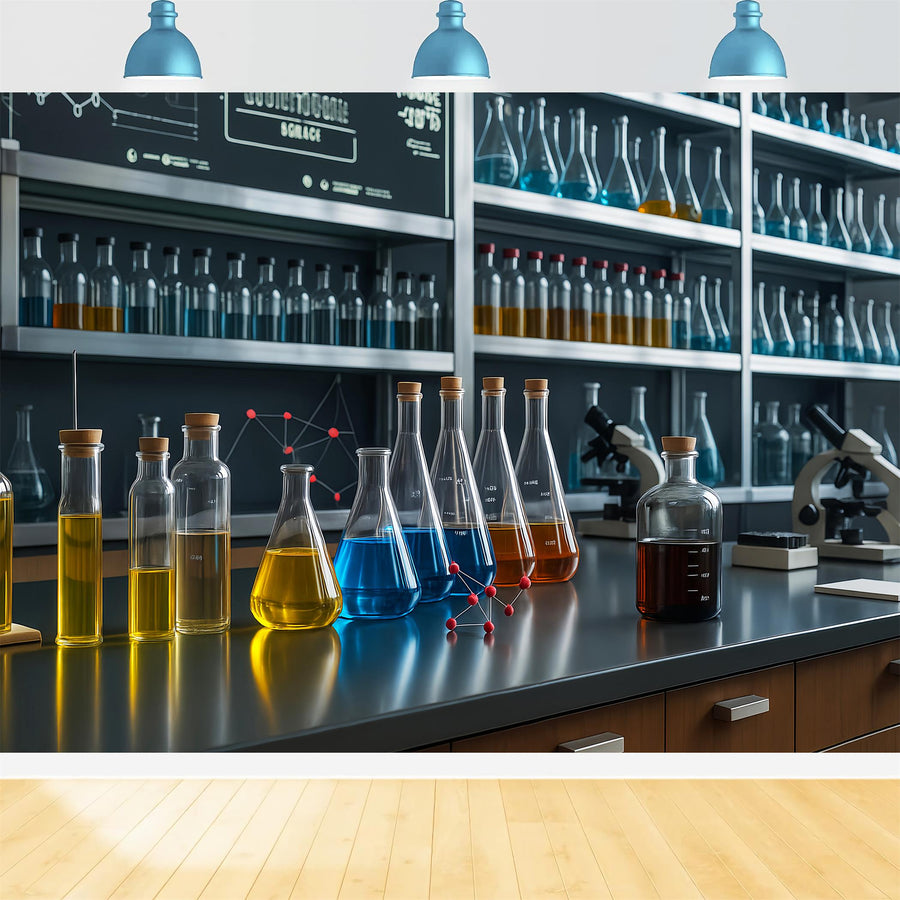 Chemistry Backdrop Modern Laboratory Glassware Setup School Picture Ba
