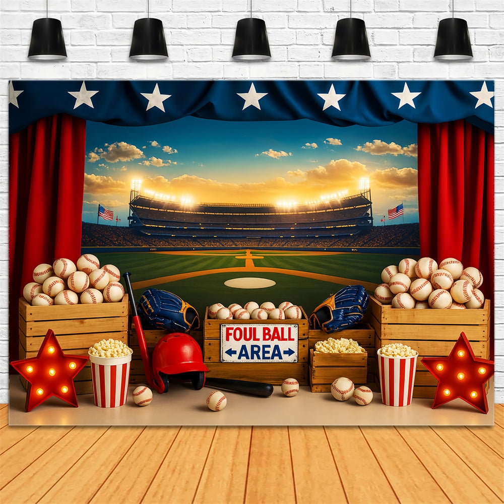 Baseball Backdrop Baseball Stadium Popcorn Lights Sports Backdrop LXX5