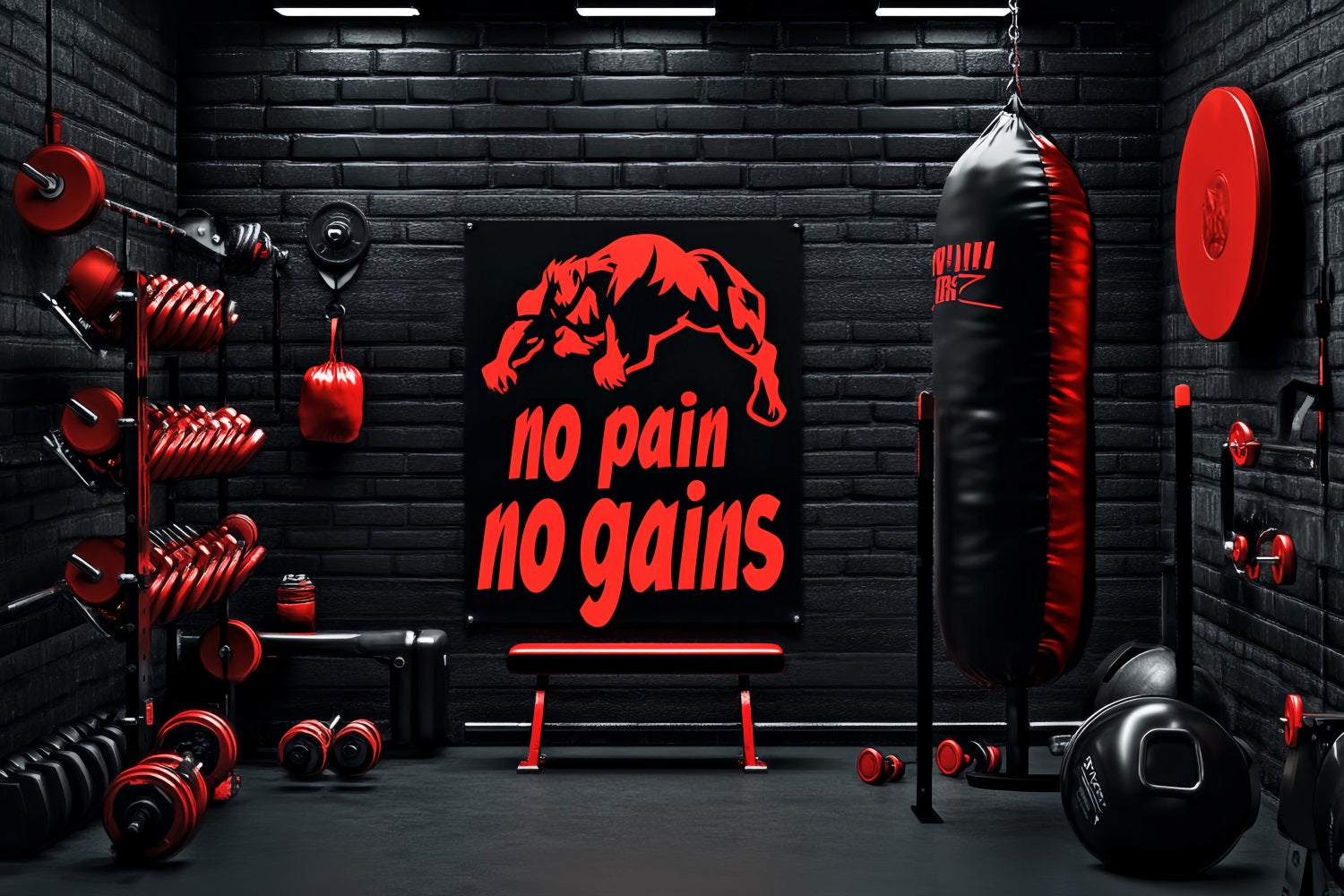 Sports Backdrop Boxing Gym Red Black Equipment Sports Backdrops for Ph