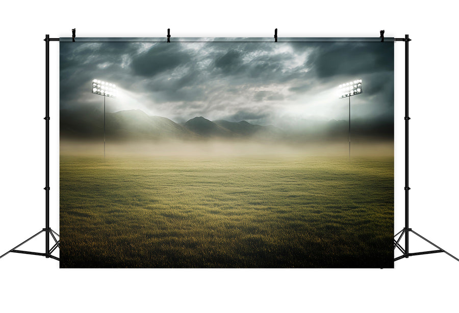 Sports Backdrop Floodlit Foggy Stadium Field Football Stadium Backdrop
