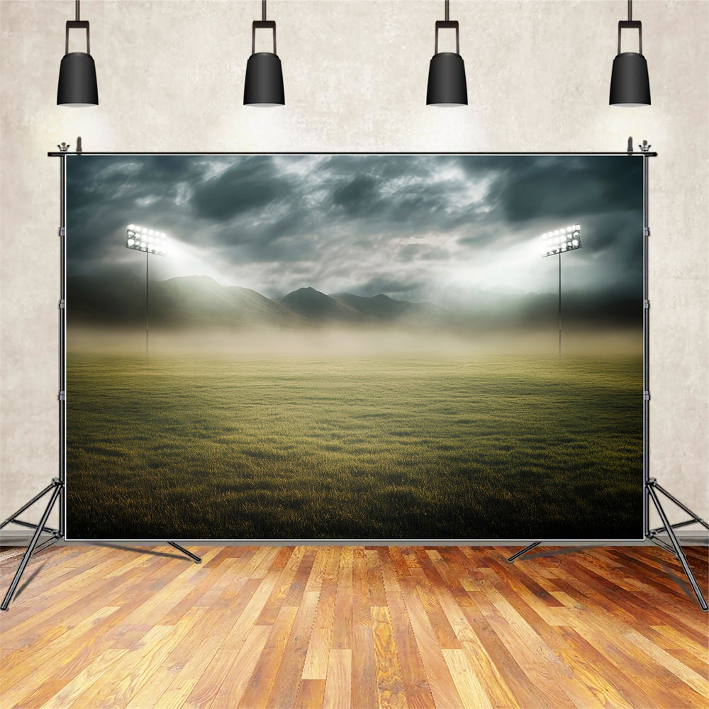 Sports Backdrop Floodlit Foggy Stadium Field Football Stadium Backdrop