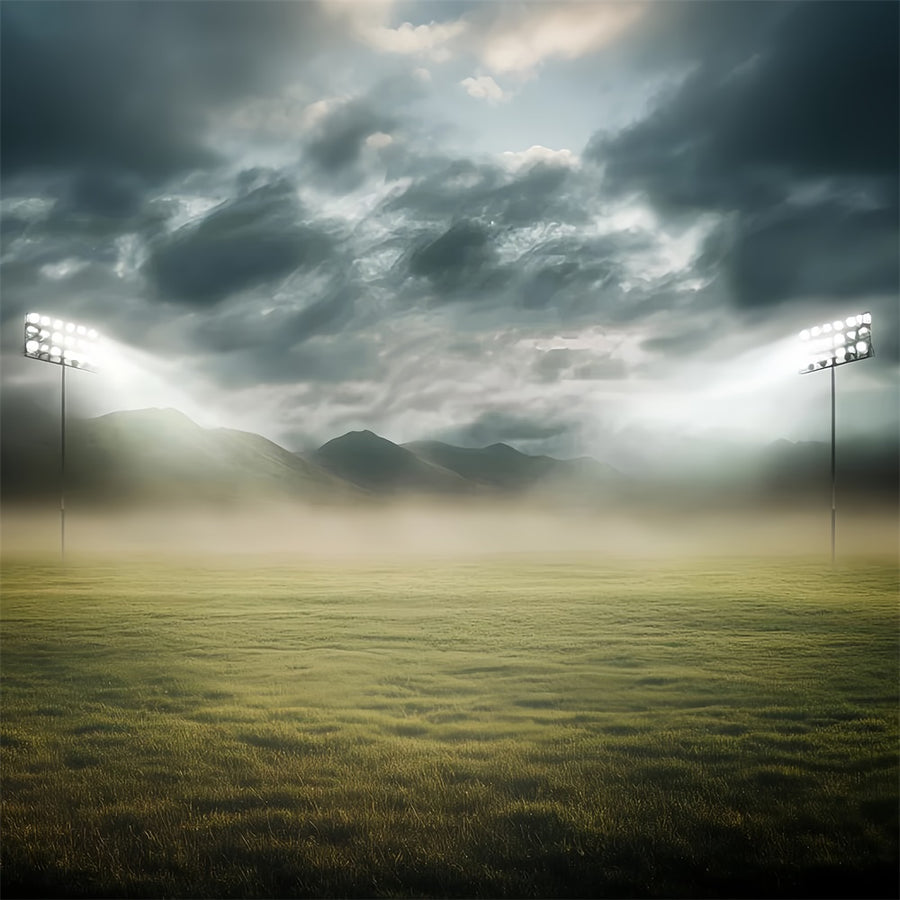 Sports Backdrop Floodlit Foggy Stadium Field Football Stadium Backdrop