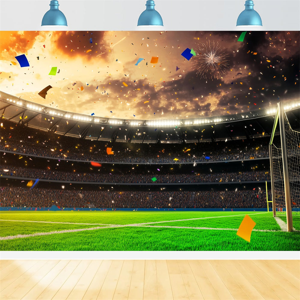 Soccer Backdrops Stadium Celebration Confetti Fireworks Football Stadi
