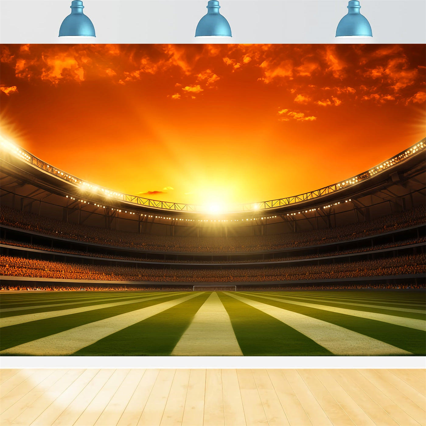 Soccer Backdrops Sunset Glow Football Arena Sports Backdrop LXX59-330