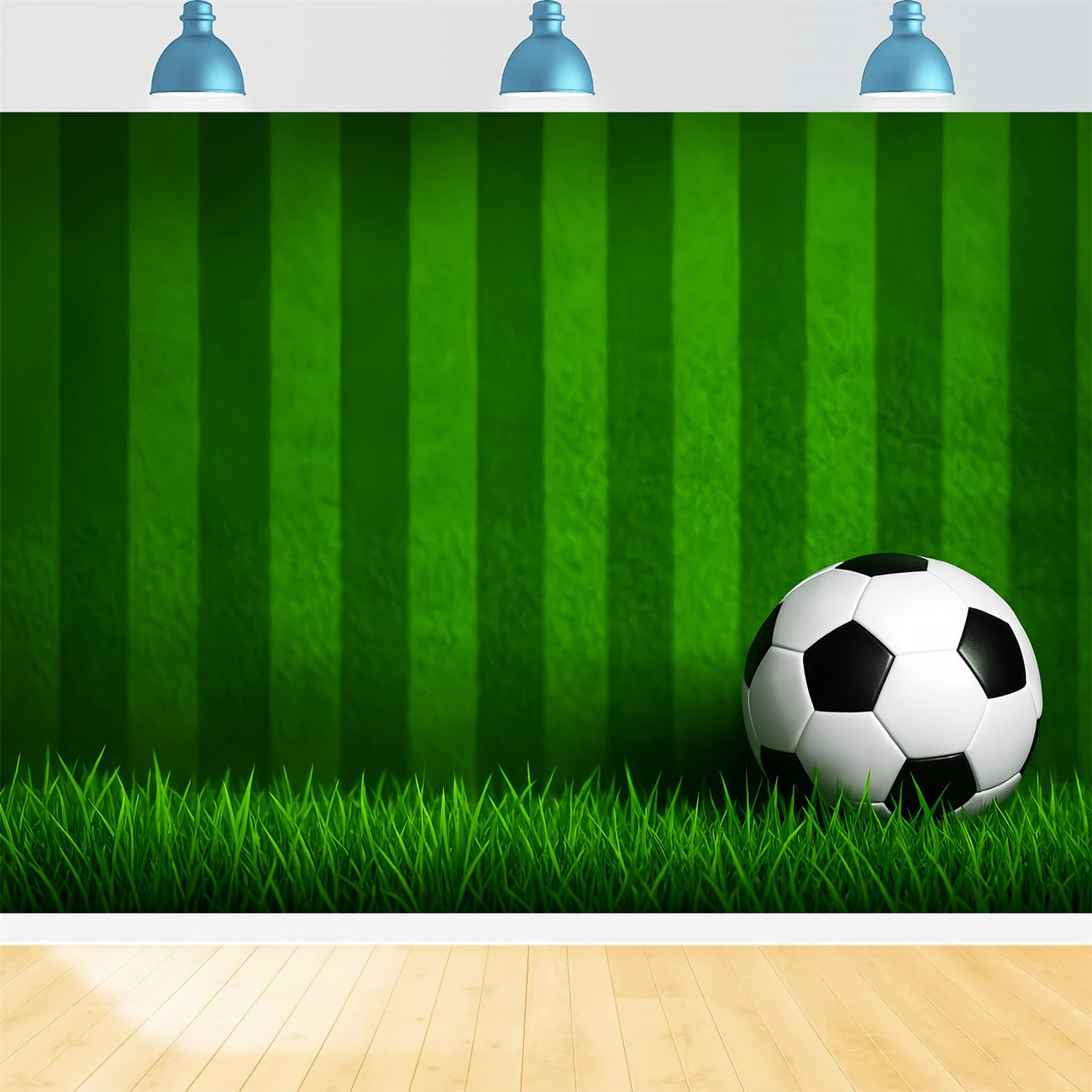 Soccer Backdrops Striped Grass Soccer Ball Sports Backdrops for Photog