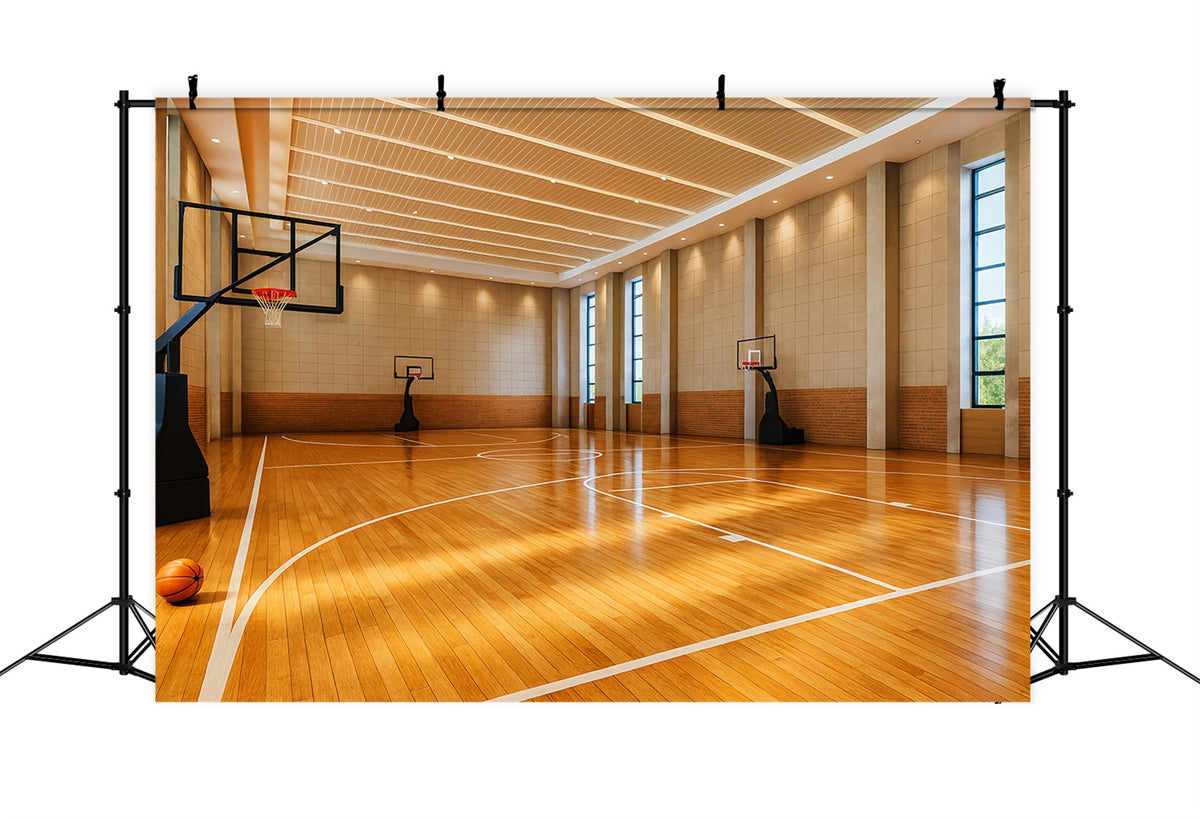 Basketball Backdrops Modern Indoor Basketball Court Soccer Backdrop LX