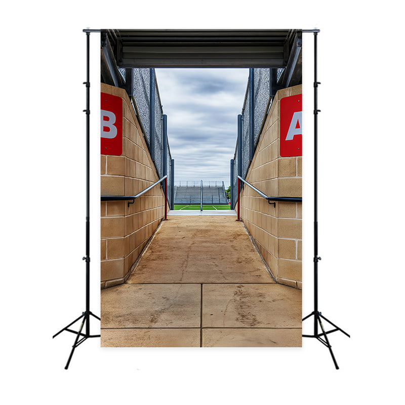 Sports Backdrop Concrete Tunnel Stadium Entrance Sports Backdrops LXX5