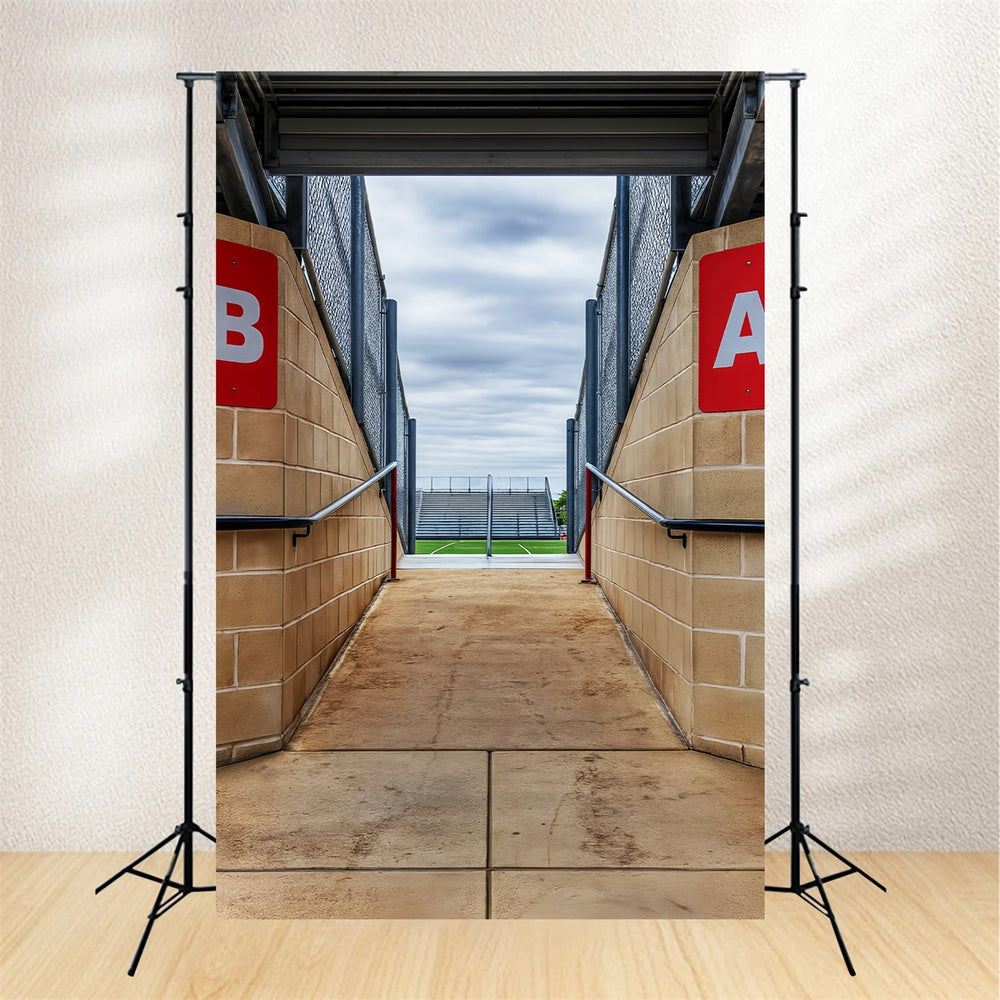 Sports Backdrop Concrete Tunnel Stadium Entrance Sports Backdrops LXX5