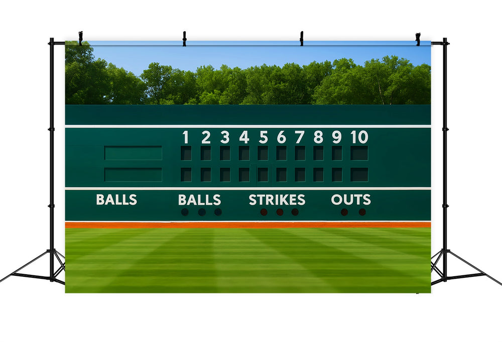 Sports Backdrop Classic Green Baseball Scoreboard Baseball Backdrop LX
