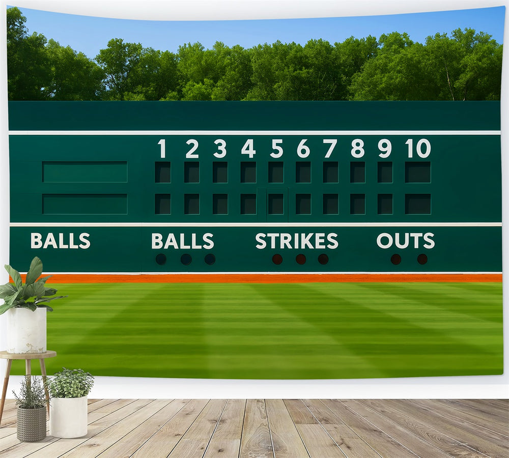 Sports Backdrop Classic Green Baseball Scoreboard Baseball Backdrop LX