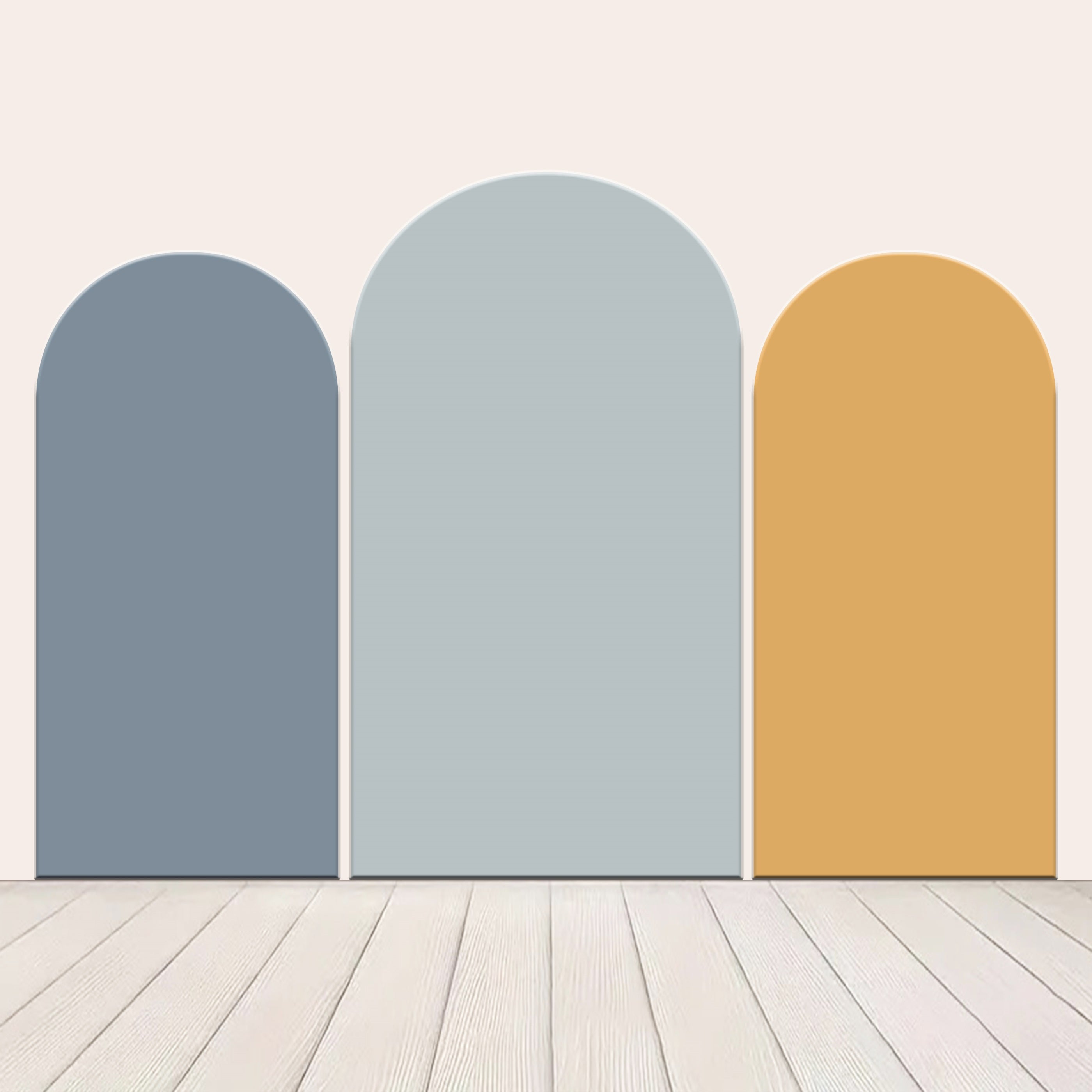 Arched Backdrop Haze Blue Yellow Gray Color Backdrop for Party LXX59-3